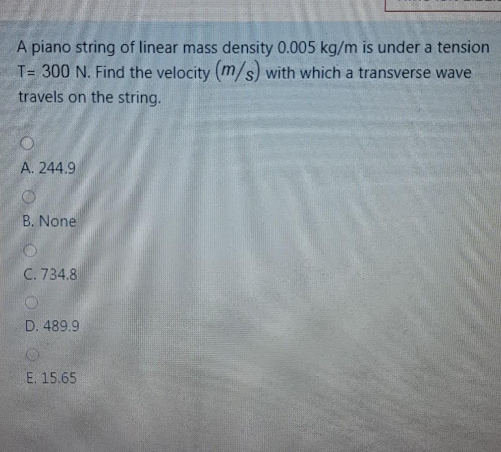 Solved A piano string of linear mass density 0.005 kg/m is | Chegg.com