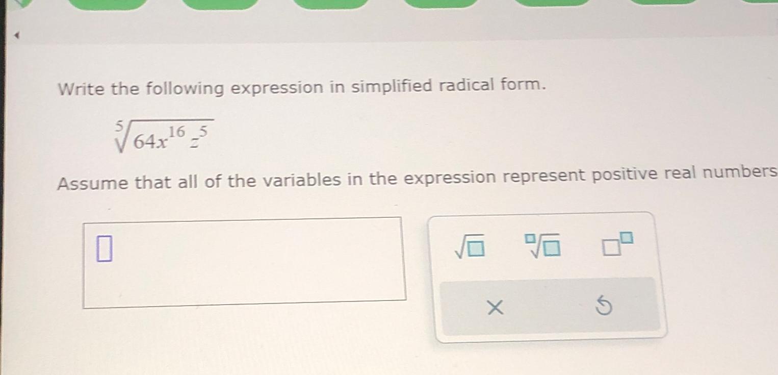 Solved Write the following expression in simplified radical | Chegg.com