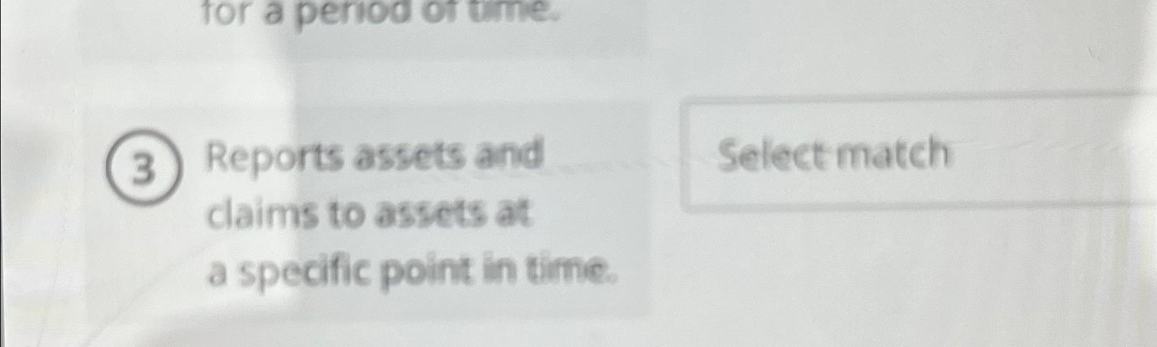 Solved for a period of time.Reports assets and claims to | Chegg.com