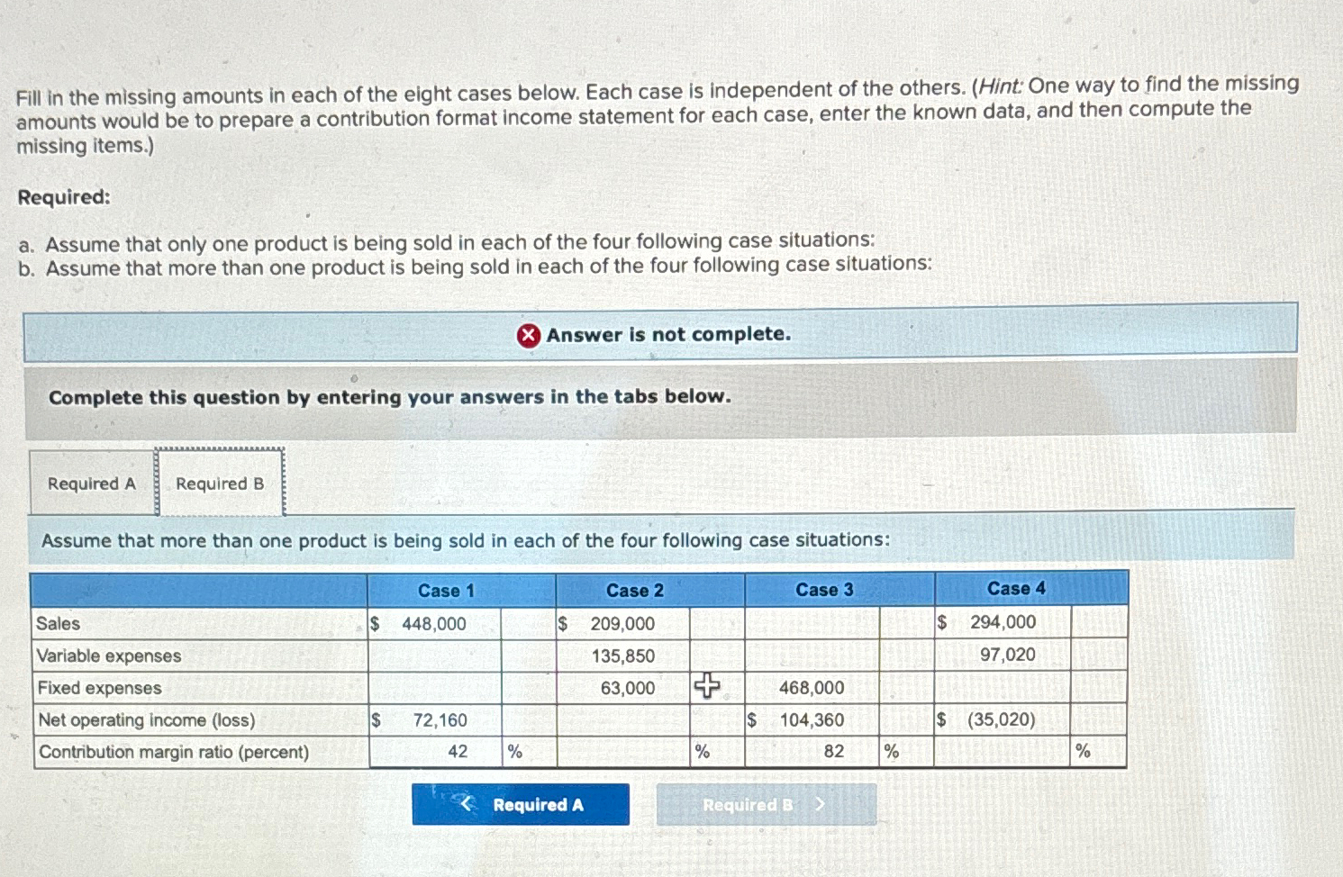 Solved Fill in the missing amounts in each of the eight | Chegg.com