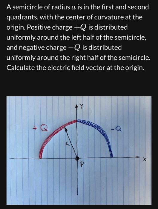 Solved A semicircle of radius a is in the first and second | Chegg.com