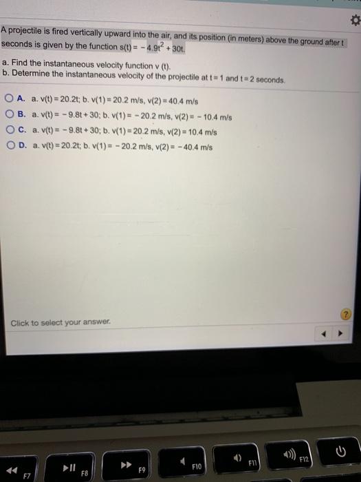 Solved A projectile is fired vertically upward into the air, | Chegg.com