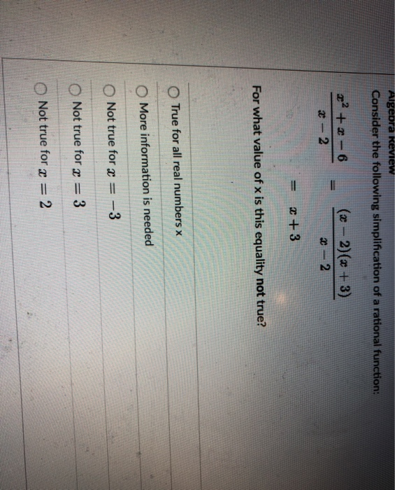 Solved Algebra Review Consider the following simplification | Chegg.com