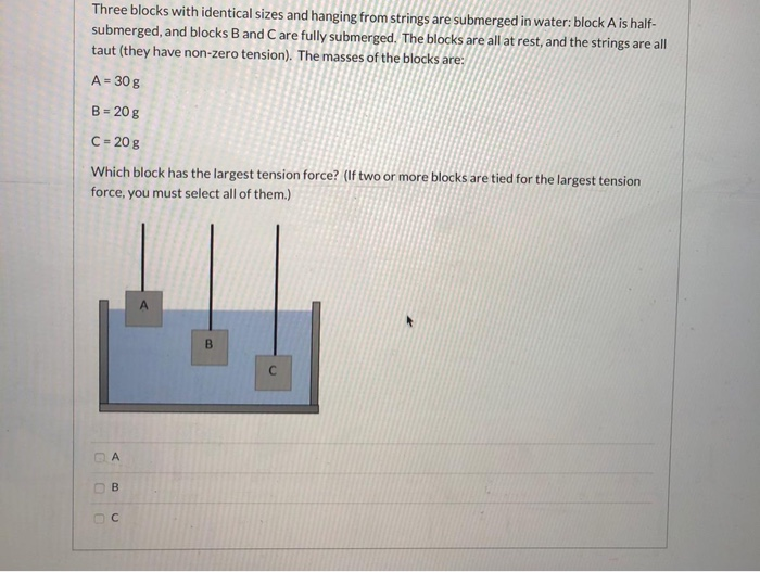 Solved Three blocks with identical sizes and hanging from | Chegg.com
