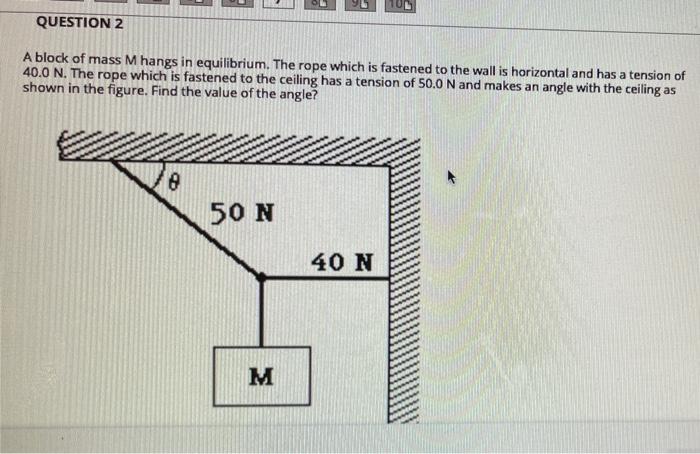 Solved QUESTION 2 A block of mass M hangs in equilibrium. | Chegg.com