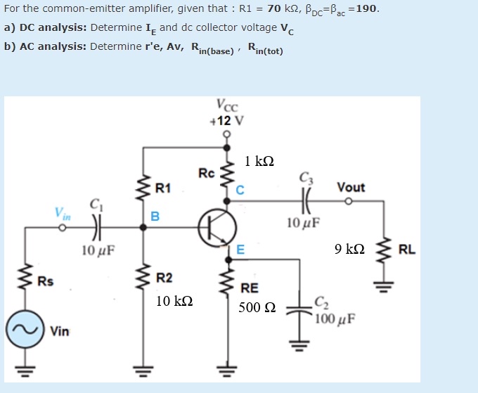 Solved For the common-emitter amplifier, given that: | Chegg.com