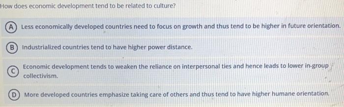 How does economic development tend to be related to | Chegg.com