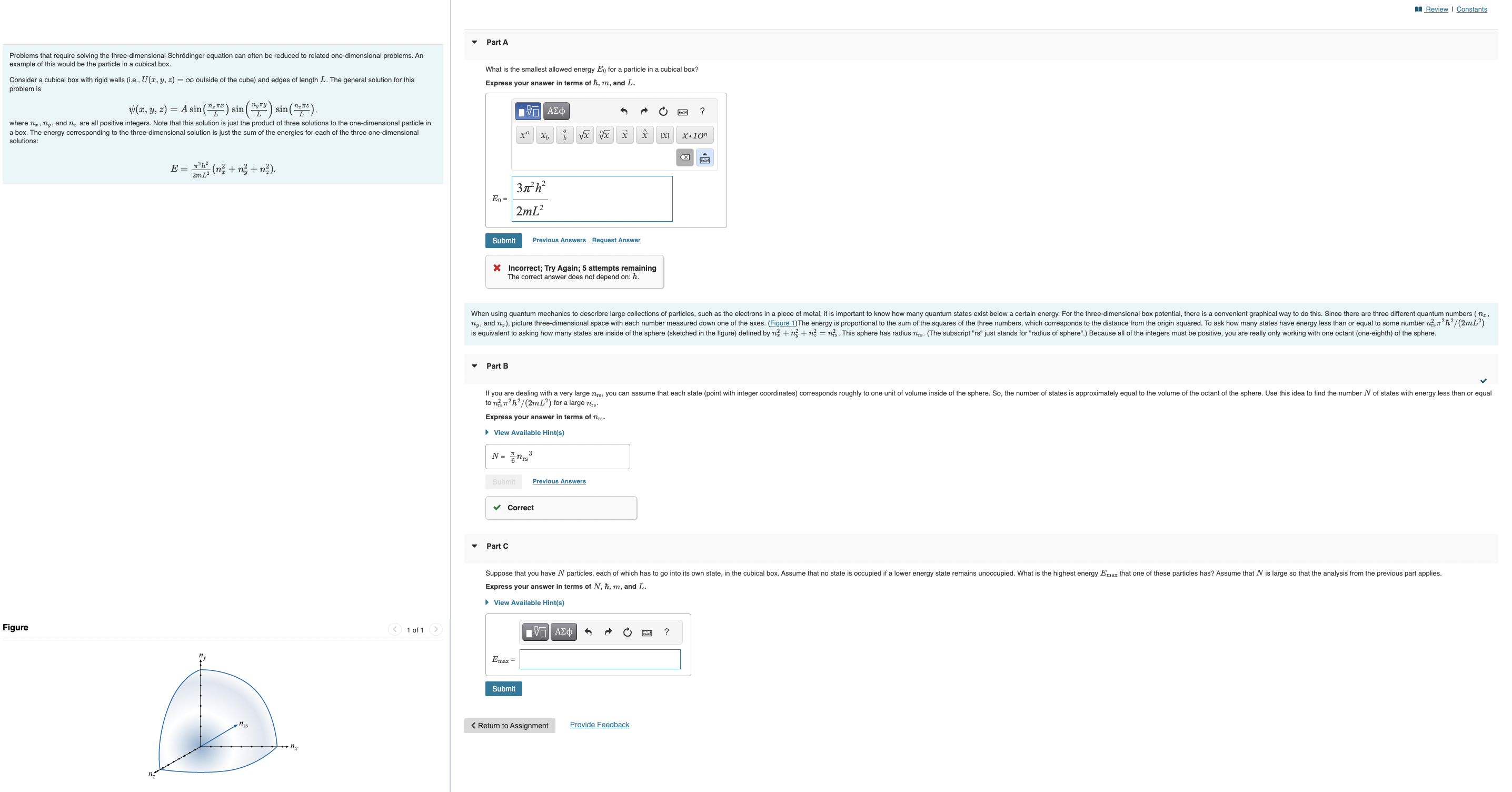 Solved Part AWhat is the smallest allowed energy E0 ﻿for a | Chegg.com