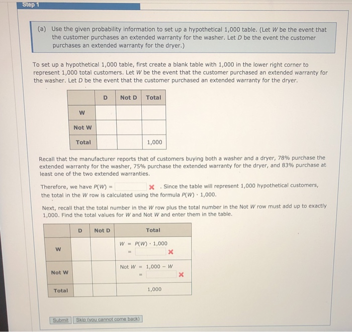 Solved Step 1 (a) Use the given probability information to | Chegg.com