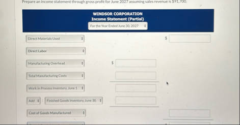 Prepare an income statement through gross profit for | Chegg.com