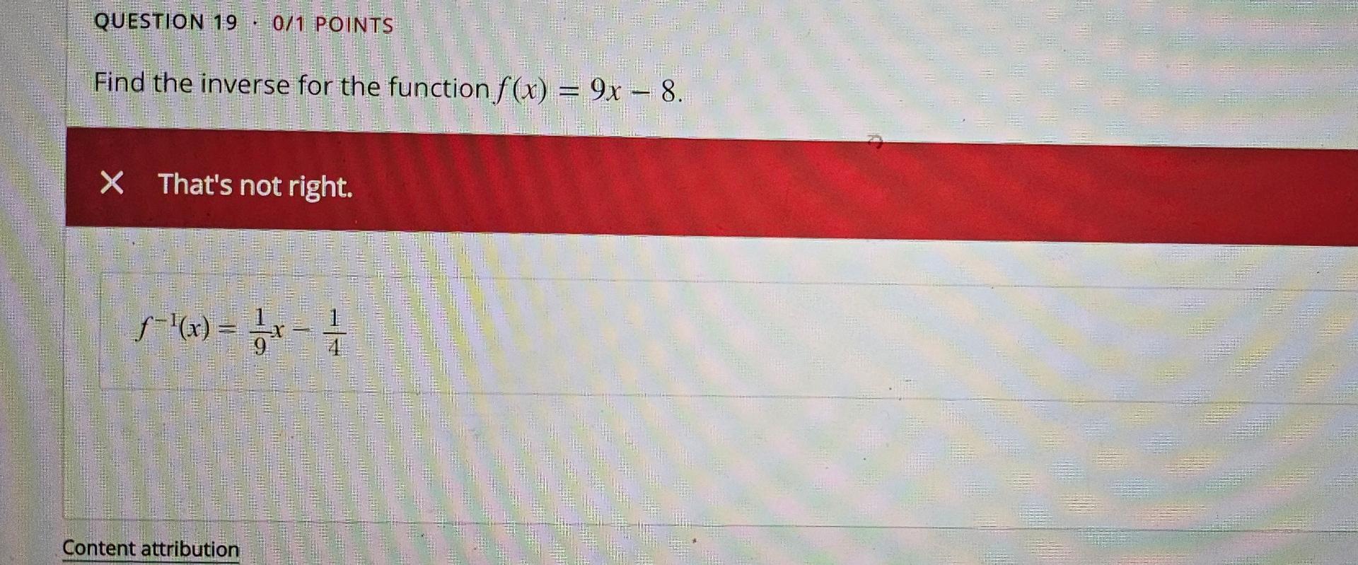 Solved QUESTION 19*01 POINTSFind the inverse for the | Chegg.com Solved QUESTION 19*01 POINTSFind the inverse for the | Chegg.com