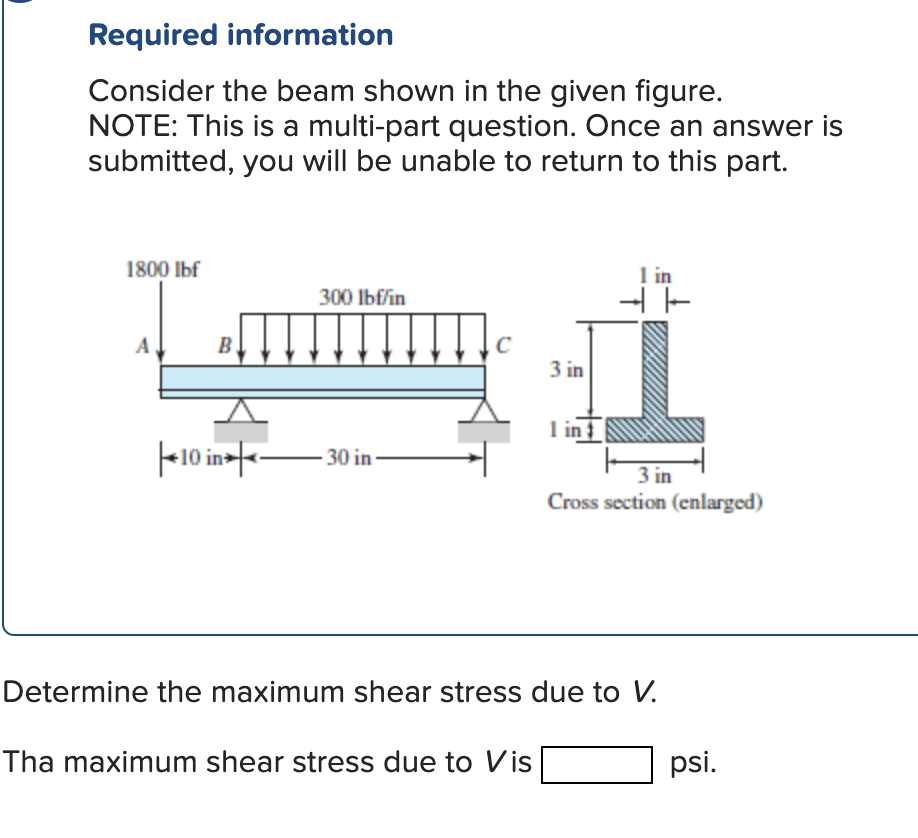 Solved Determine the maximum shear stress due to V.Tha | Chegg.com