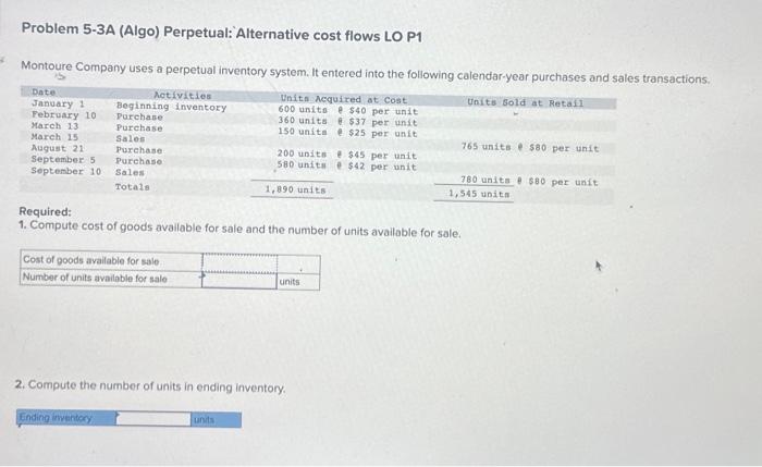 Solved Problem 5-3A (Algo) Perpetual: Alternative cost flows | Chegg.com Solved Problem 5-3A (Algo) Perpetual: Alternative cost flows | Chegg.com