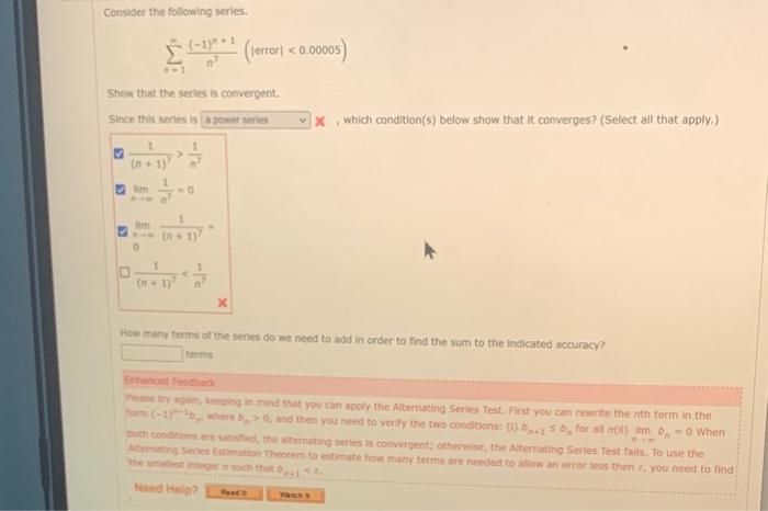 Solved Consider the following series. ∑n=1∞n2(−1)n+1(∣ error | Chegg.com