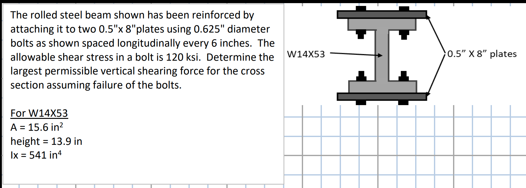 Solved The rolled steel beam shown has been reinforced | Chegg.com