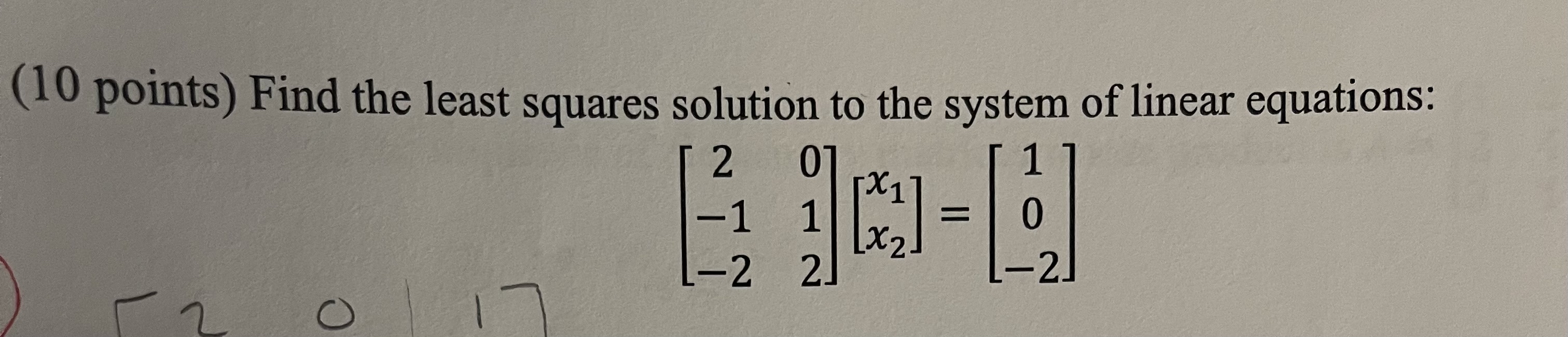 Solved (10 ﻿points) ﻿Find the least squares solution to the | Chegg.com