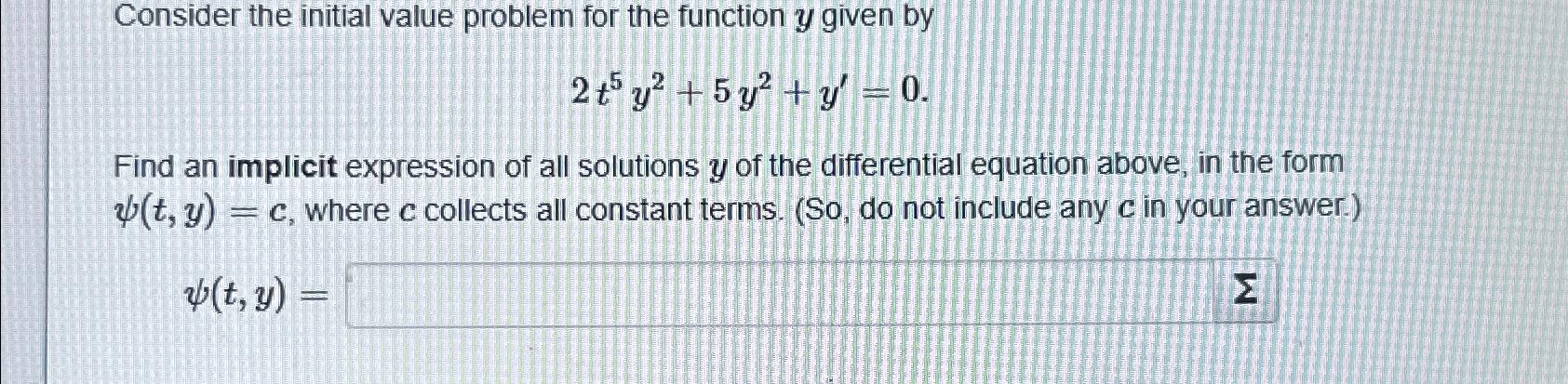 Solved Consider the initial value problem for the function y | Chegg.com
