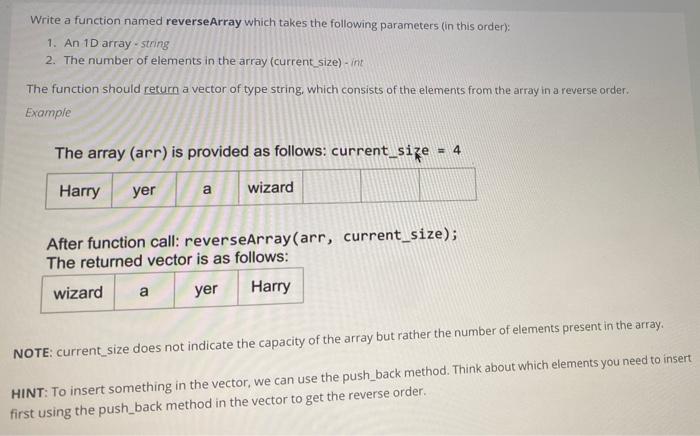 Solved Write A Function Named Reversearray Which Takes The 