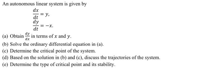 Solved differential equation. pls help me answer a-e. for | Chegg.com