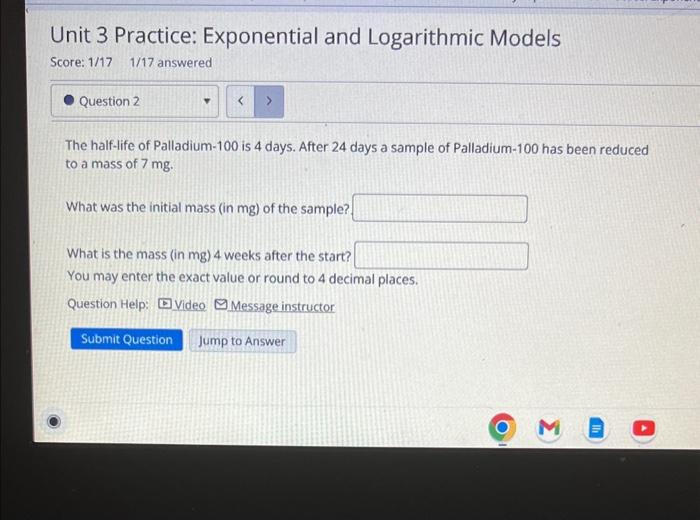 Solved Unit 3 Practice: Exponential and Logarithmic Models | Chegg.com