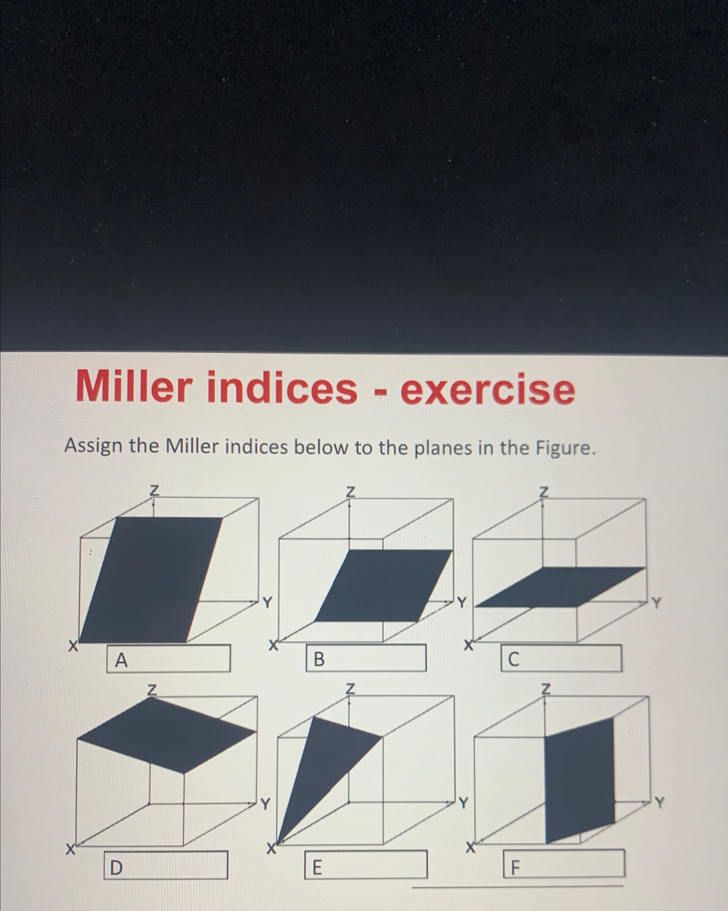 Solved Miller indices - ﻿exerciseAssign the Miller indices | Chegg.com