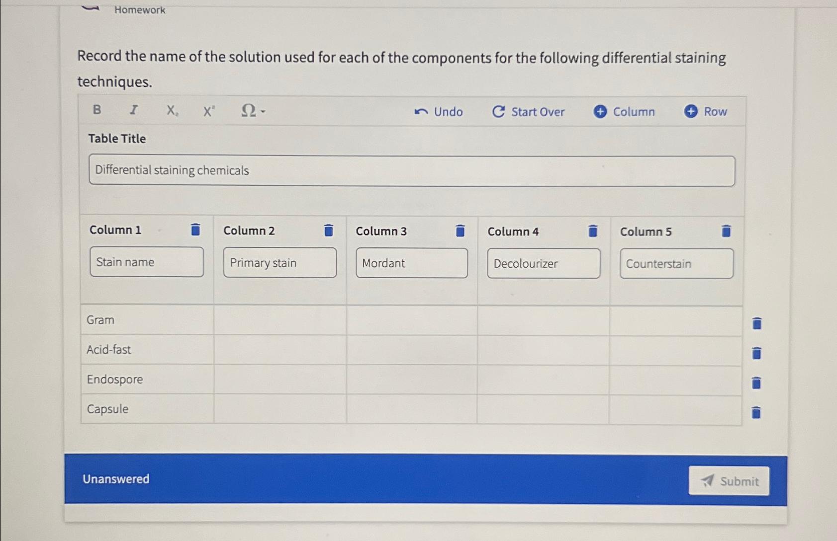 Solved HomeworkRecord the name of the solution used for each | Chegg.com
