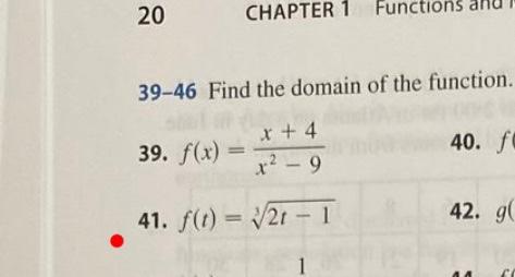 Solved 39-46 Find the domain of the function. 39. | Chegg.com