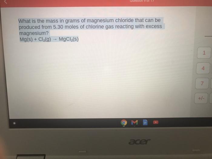 Solved Questo / What is the mass in grams of magnesium | Chegg.com