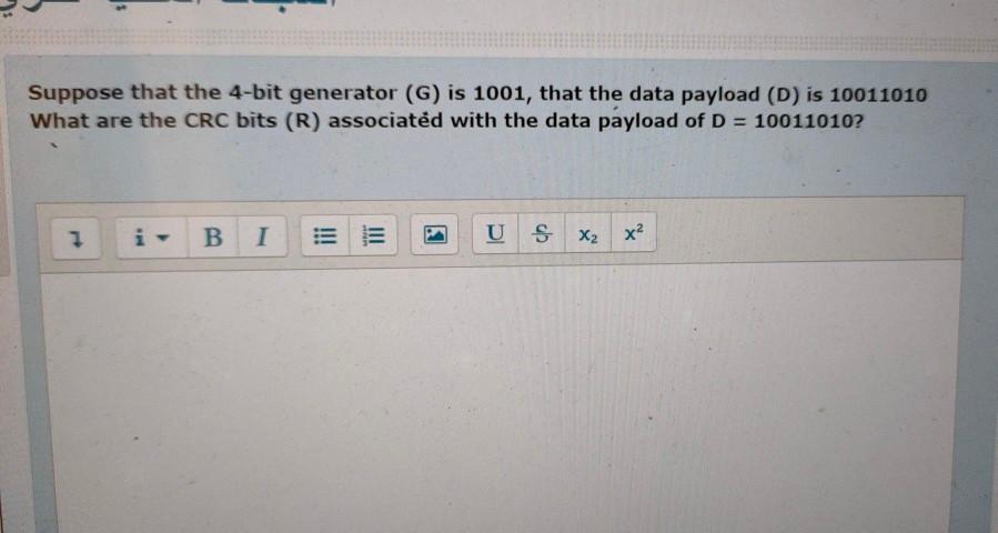 Solved Suppose that the 4-bit generator (G) is 1001, that | Chegg.com