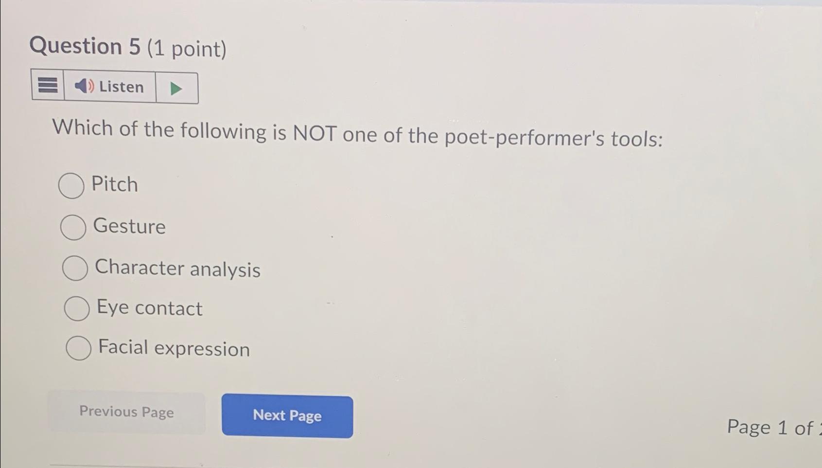 Solved Question 5 (1 ﻿point)ListenWhich of the following is | Chegg.com