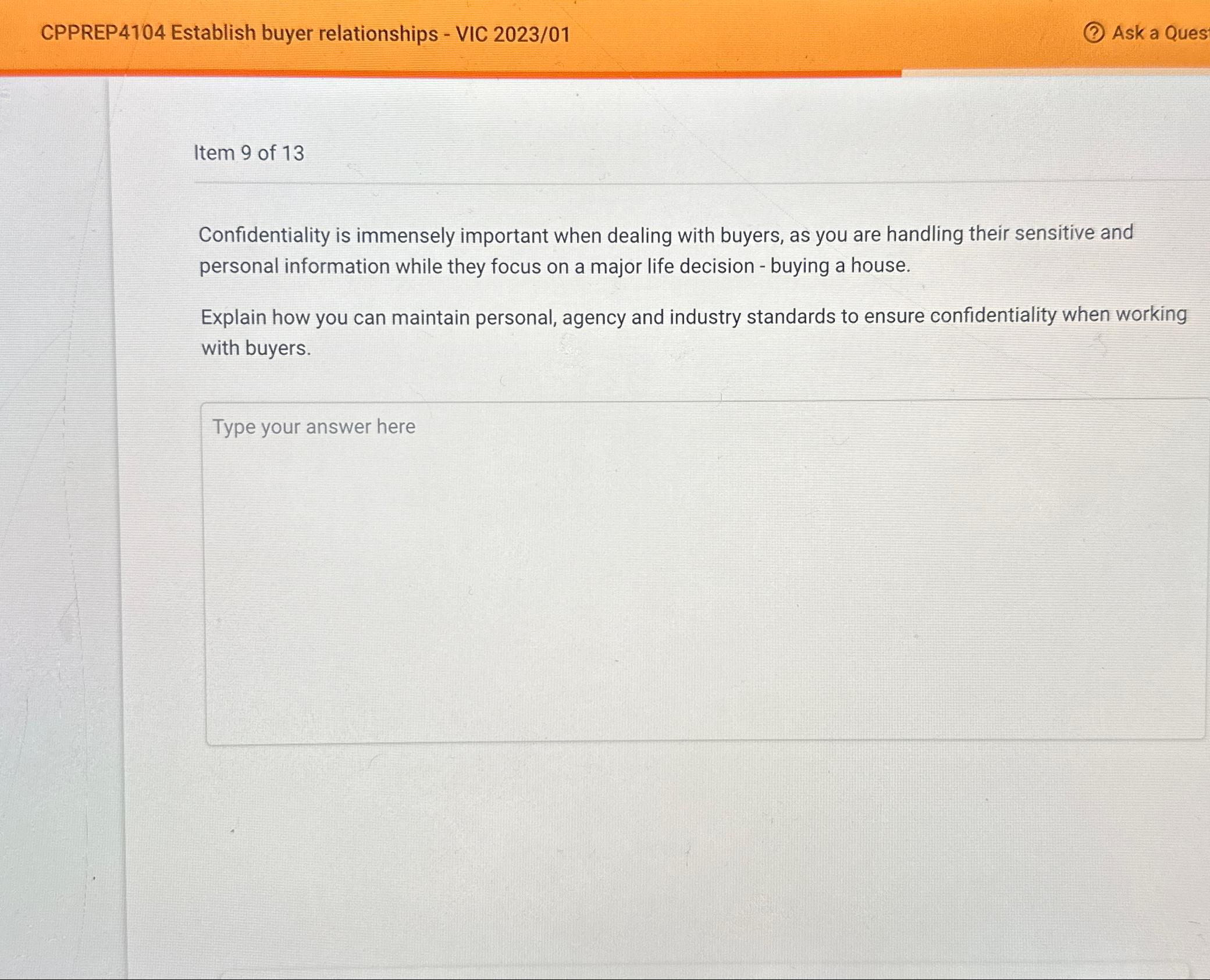 Solved CPPREP4104 ﻿Establish buyer relationships - ﻿VIC | Chegg.com