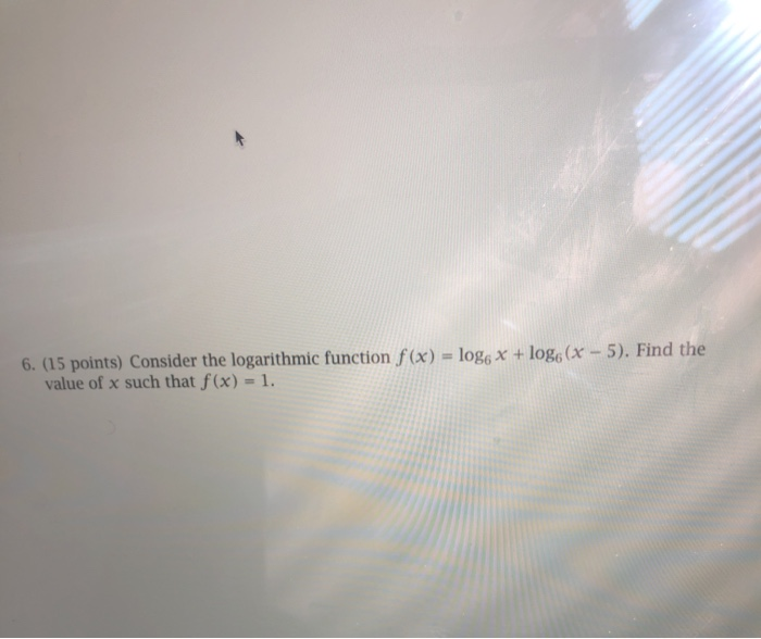 Solved 6. (15 points) Consider the logarithmic function f(x) | Chegg.com