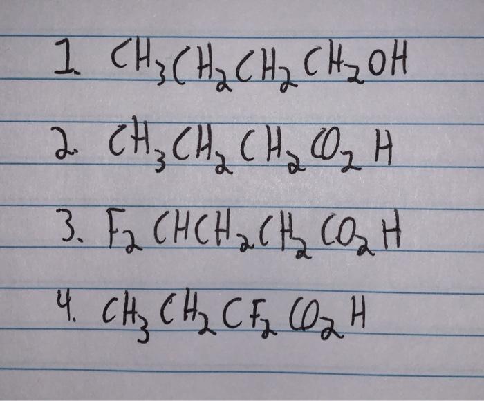 Solved 1 сH; (H, CH, CH, он 2 сH, CH, CHO, H 3. CHCHCH, O, H | Chegg.com