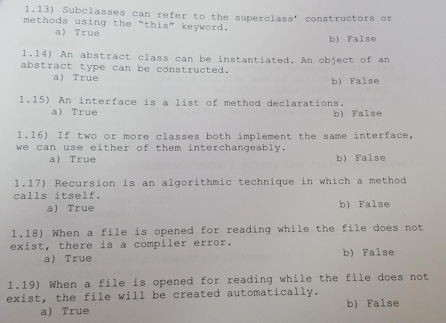 Solved 1.13) Subclasses can refer to the superclass' | Chegg.com