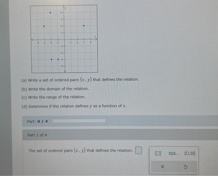 Solved A Write A Set Of Ordered Pairs X Y That Defines