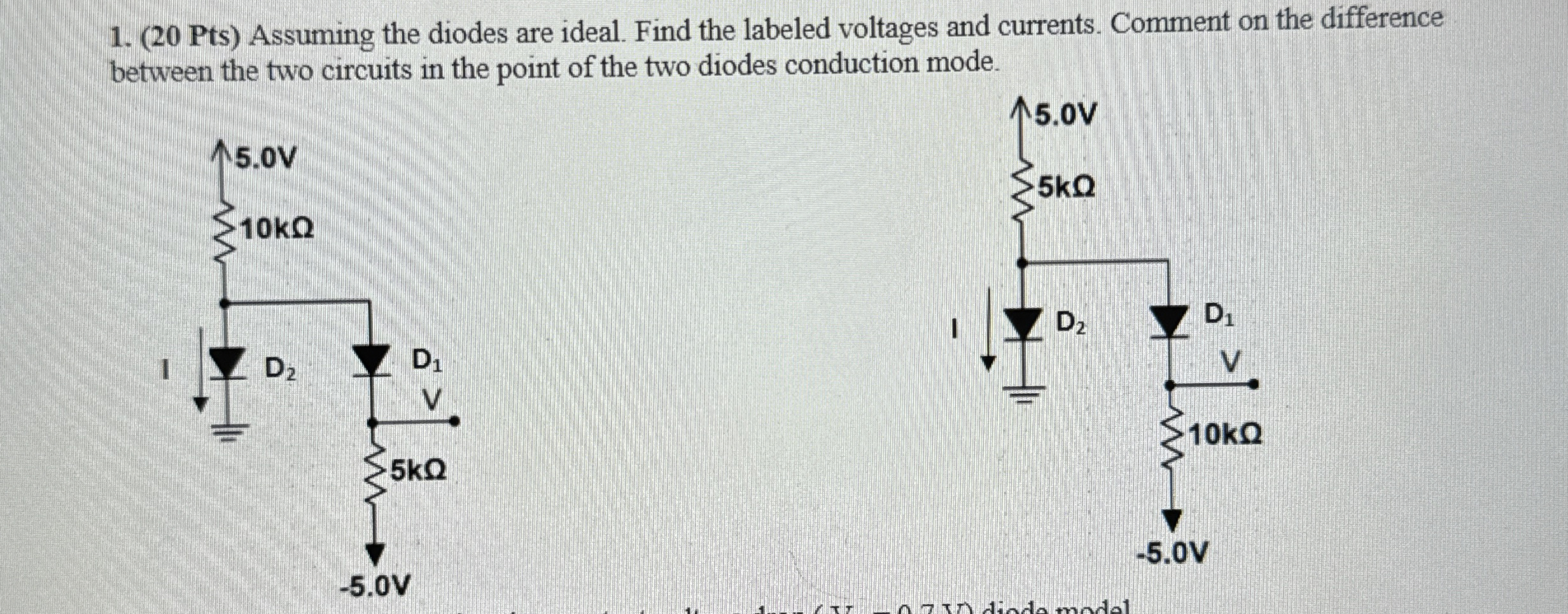 Solved ( 20 ﻿Pts ) ﻿Assuming the diodes are ideal. Find the | Chegg.com
