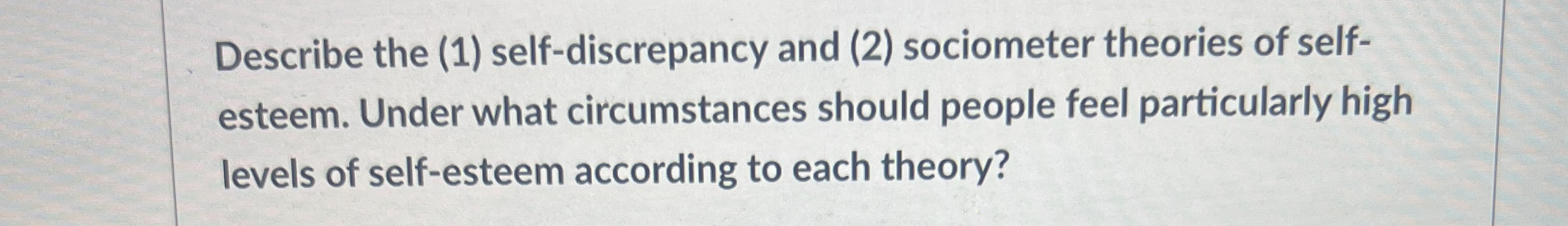 Solved Describe the (1) ﻿self-discrepancy and (2) | Chegg.com