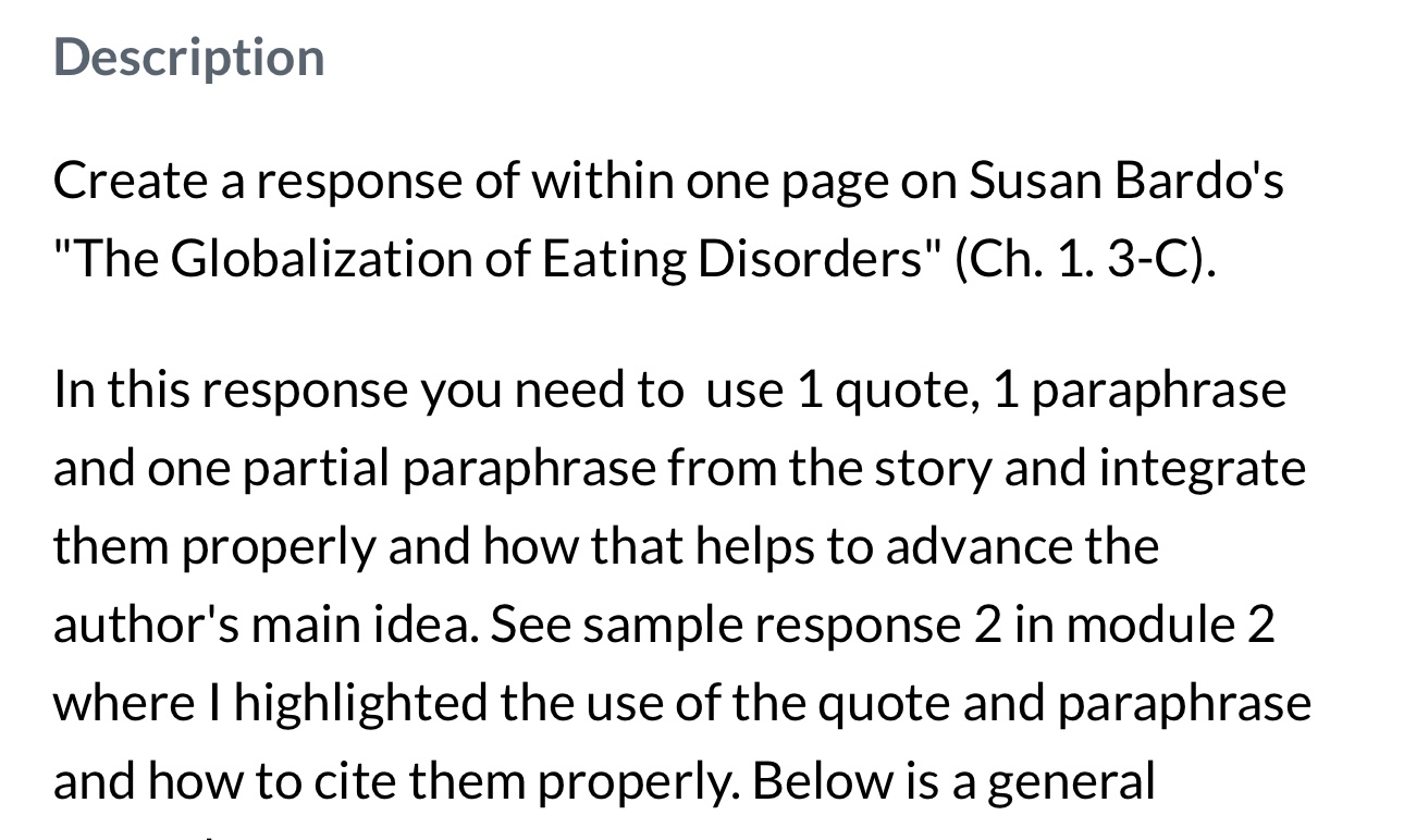 Solved DescriptionCreate a response of within one page on | Chegg.com