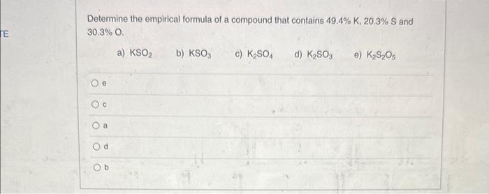 Solved Determine the empirical formula of a compound that | Chegg.com
