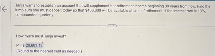 Solved tanja wants to establish an account that will | Chegg.com