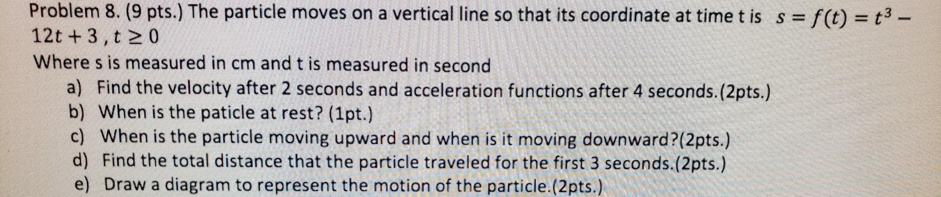 Solved Problem 8. (9 pts.) The particle moves on a vertical | Chegg.com