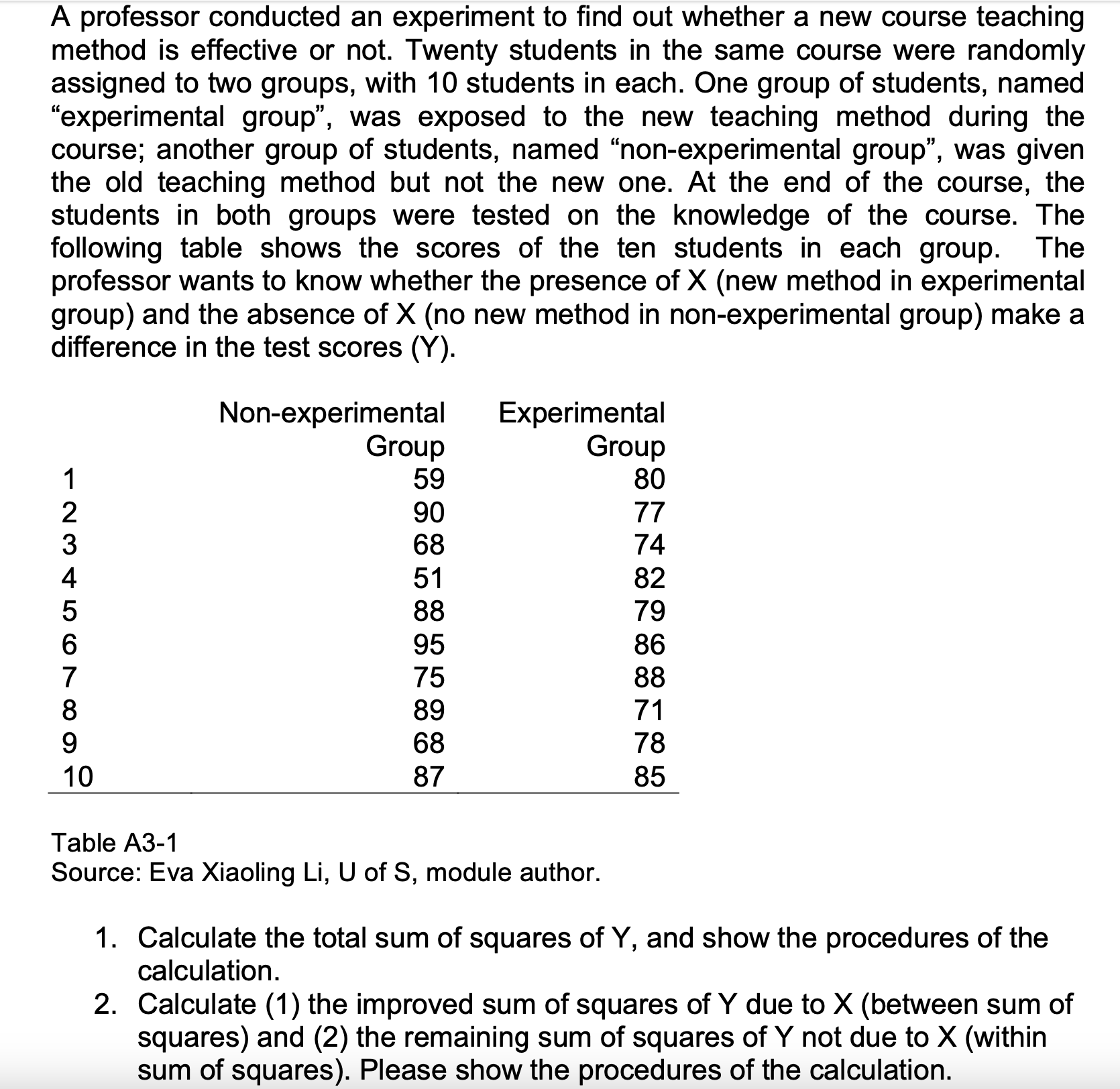 Solved 1. ﻿Calculate the total sum of squares of Y, ﻿and | Chegg.com