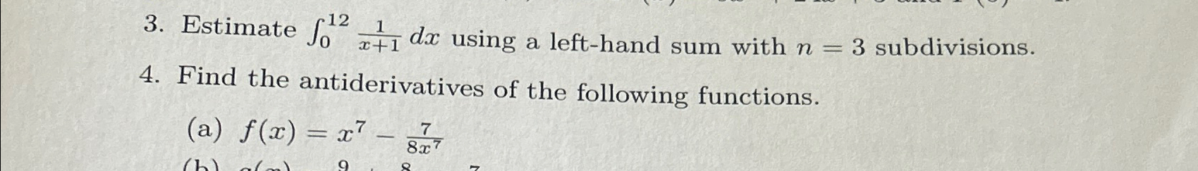 Solved Estimate ∫0121x+1dx ﻿using a left-hand sum with n=3 | Chegg.com