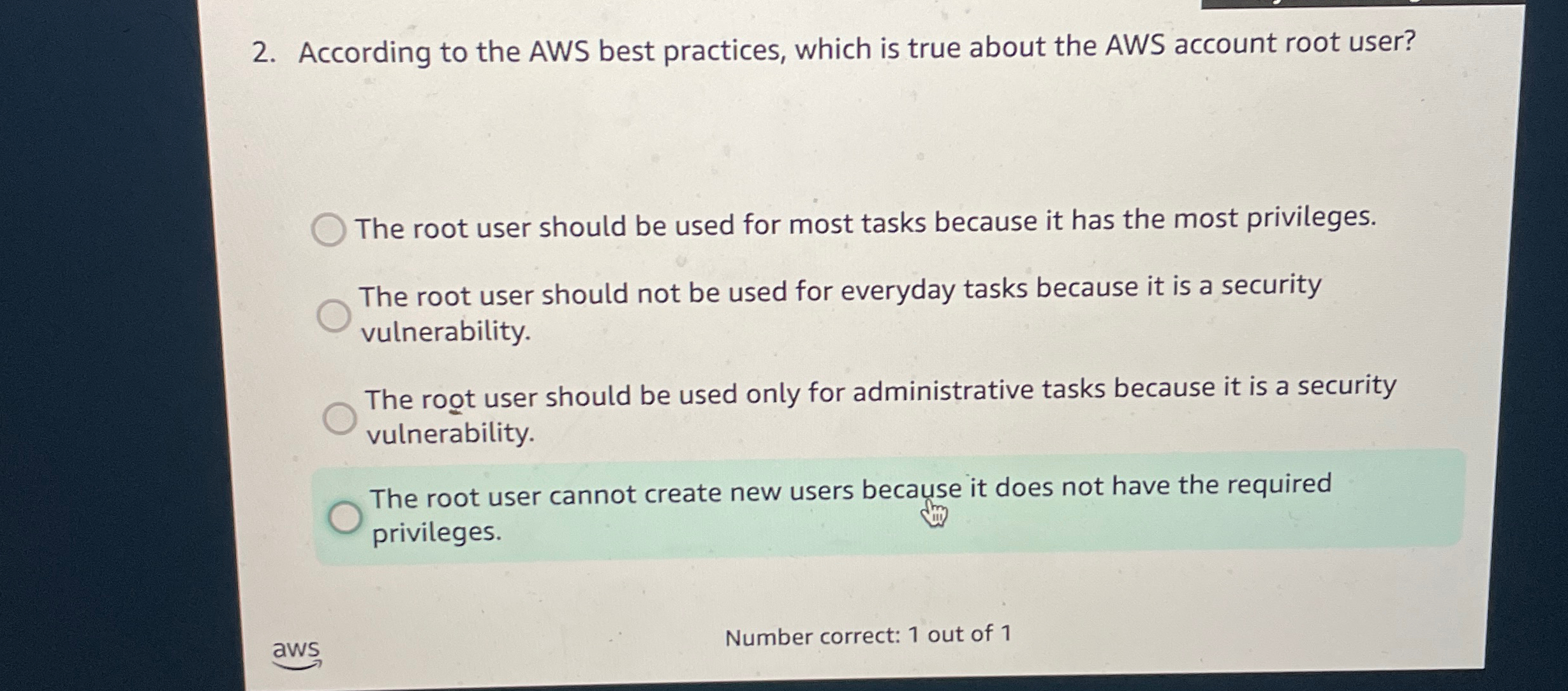 Solved According to the AWS best practices, which is true | Chegg.com