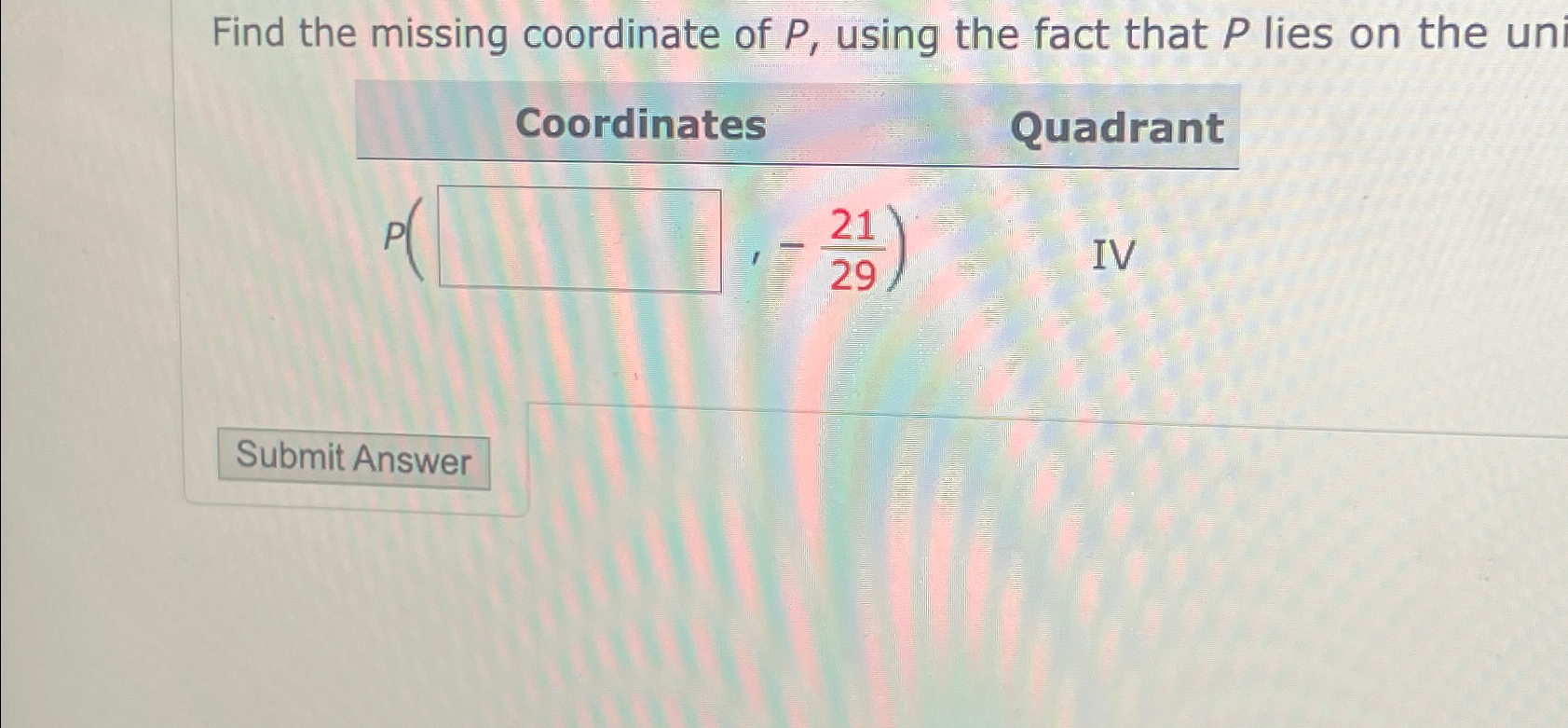 Solved Find the missing coordinate of P, ﻿using the fact | Chegg.com