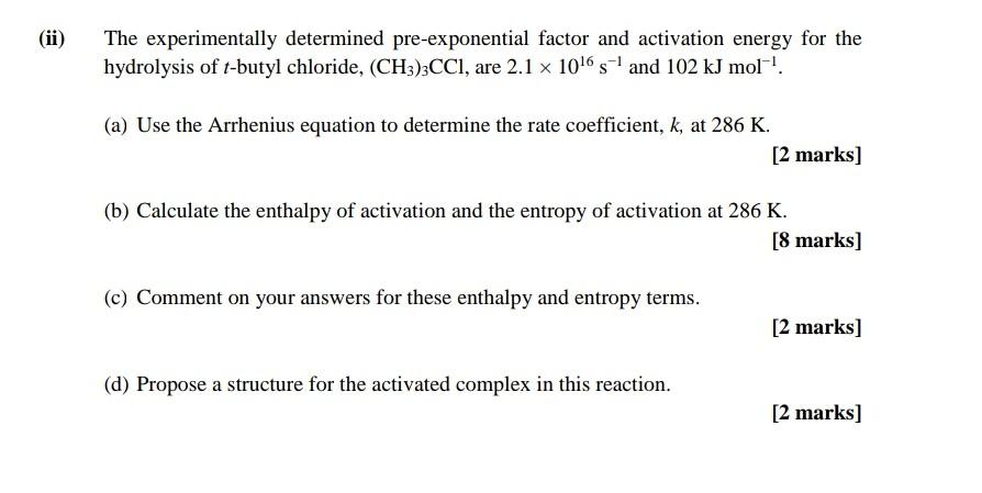 Solved The experimentally determined pre-exponential factor | Chegg.com