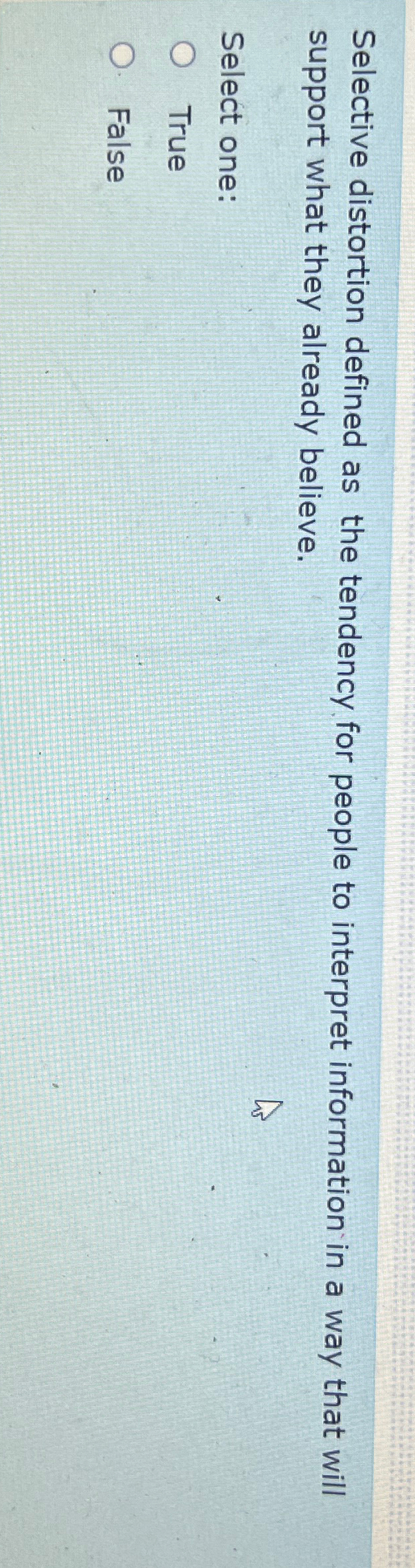 Solved Selective distortion defined as the tendency for | Chegg.com