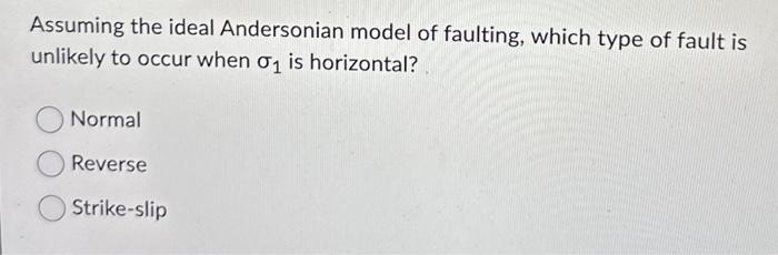 Solved Assuming the ideal Andersonian model of faulting, | Chegg.com