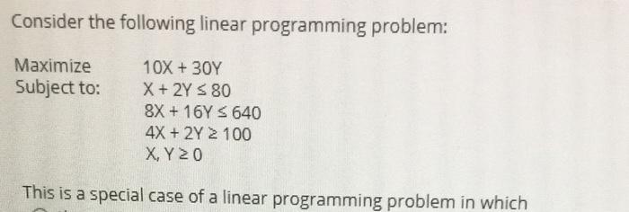 Solved Consider The Following Linear Programming Problem