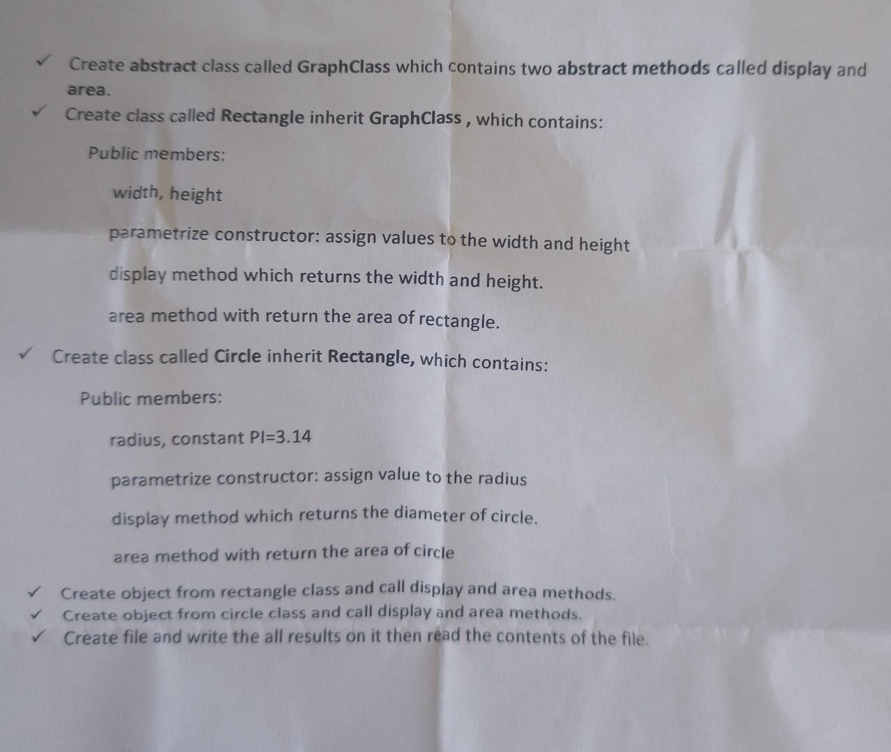 Solved Create abstract class called GraphClass which | Chegg.com